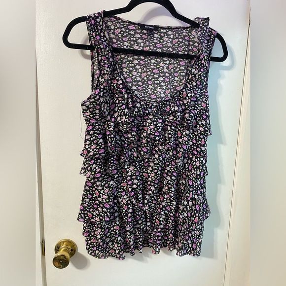 Express | Tops | Express Largefloral Ruffle Top Tank | Poshmark